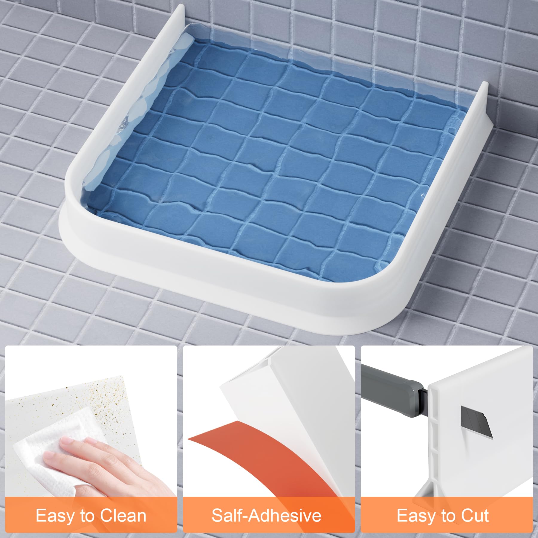 3.8" High Shower Threshold Water Dam Collapsible 70 Inch Shower Water Splash Guard for Shower Water Blocker for Wet and Dry Separation Bathroom and Kitchen