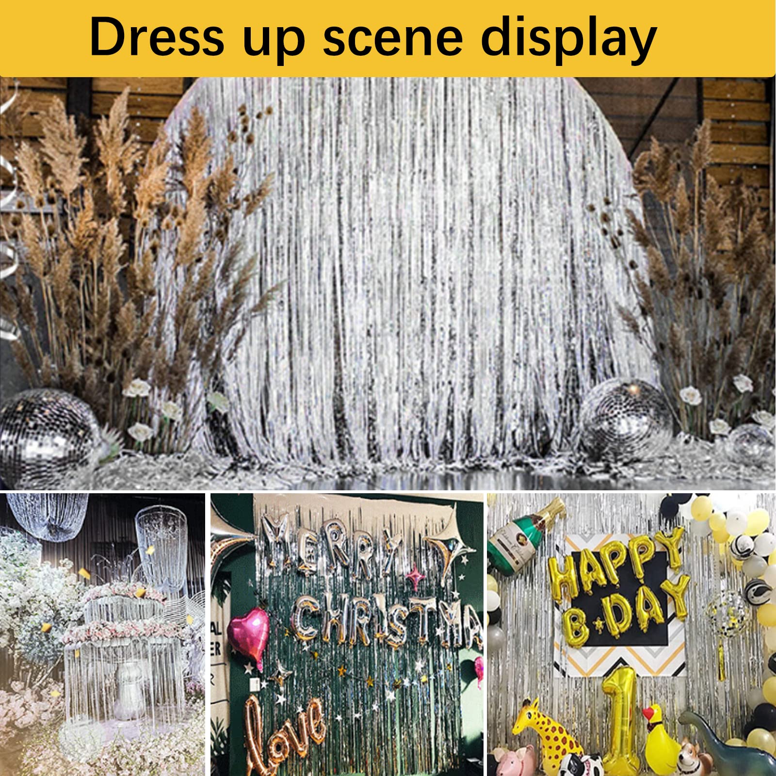2Pcs Pink Tinsel Foil Fringe Curtains Party Decorations Tinsel Curtains Streamers Backdrop 3.3ft *8.3ft Door Streamers Photo Booth Backdrops Foil Curtain for Birthday Party Backdrop Decorations