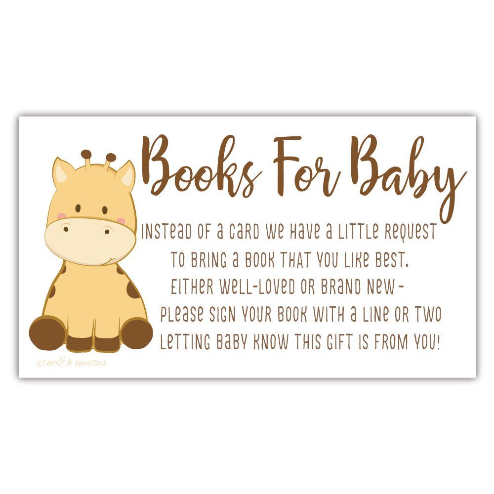 50 Giraffe Books for Baby Shower Request Cards - Baby Shower Invitation Inserts