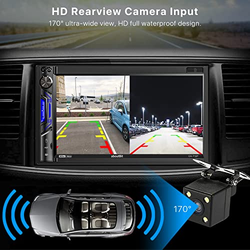 aboutBit Bluetooth Double Din Car Stereo - 7 inch HD Touchscreen MP5 Player Car Audio Receiver β Phonelink | Rearview Camera | AM/FM Radio | USB/SD/AUX | Subwoofer | SWC | Wireless Remote Control
