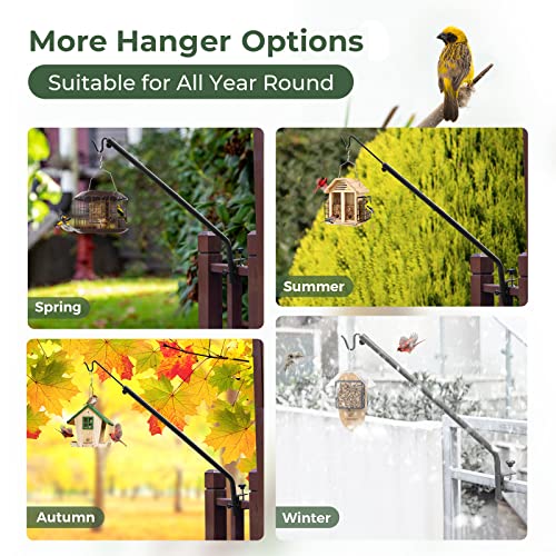 Kingsyard Heavy Duty Deck Hook, 39 Inch, Adjustable Metal Deck Railling Hooks for Hanging Bird Feeders, Planters, Suet Baskets, Lanterns, Wind Chimes, Black