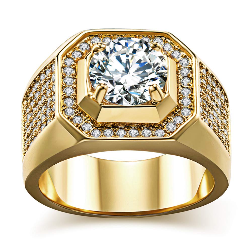 2 Rings His and Hers Couple Rings Bridal Sets Yellow Gold Filled Heart Cz Womens Wedding Ring Sets Man Wedding Bands
