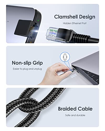 LENTION Ultra-Thin USB C Hub with Ethernet, 4K HDMI, USB 3.0/2.0, Card Readers & PD Adapter for 2023-2016 MacBook Pro 13/14/15/16/M1/M2, New Mac Air & Surface, Chromebook, More (CB-C48, Space Gray)