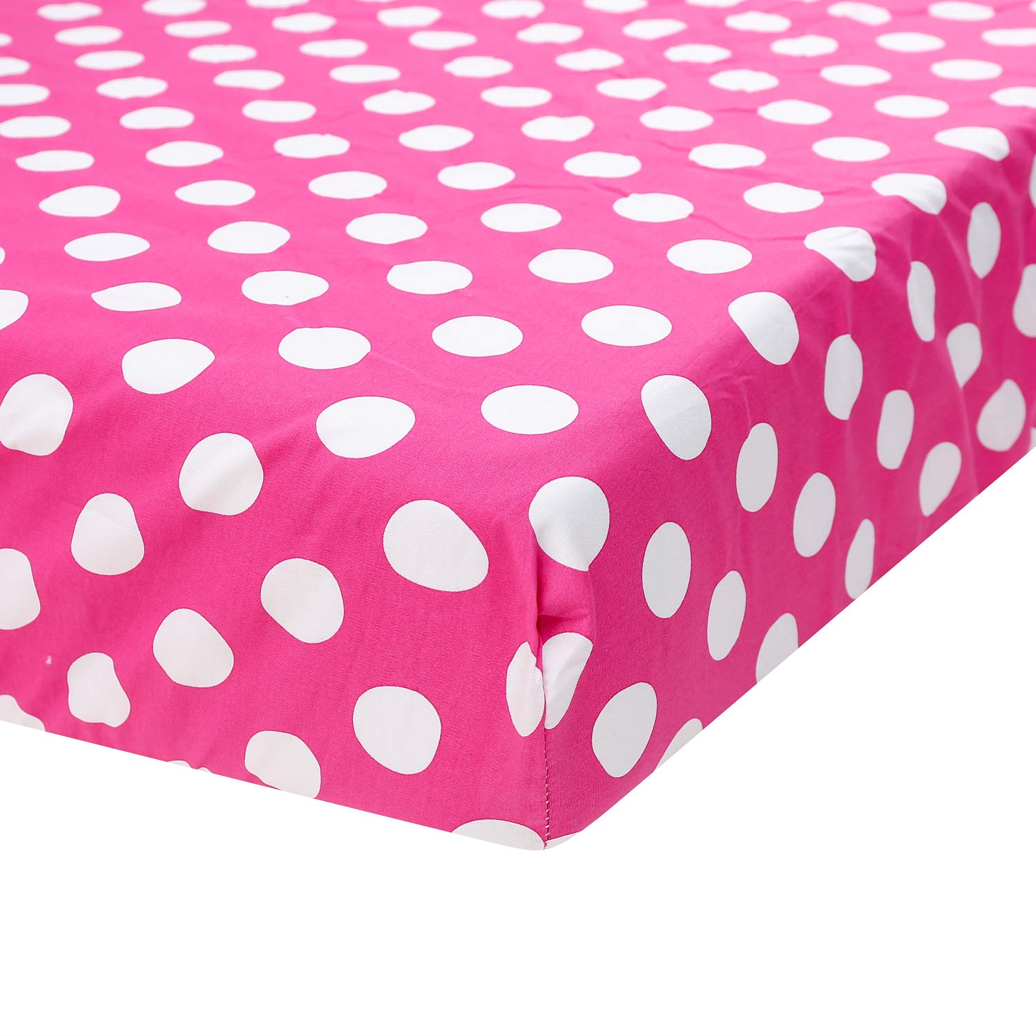 Cotton Pink Polk Dots Crib Sheet 1 PC Pink Fitted Sheet with White Polk Dots for Baby Girl