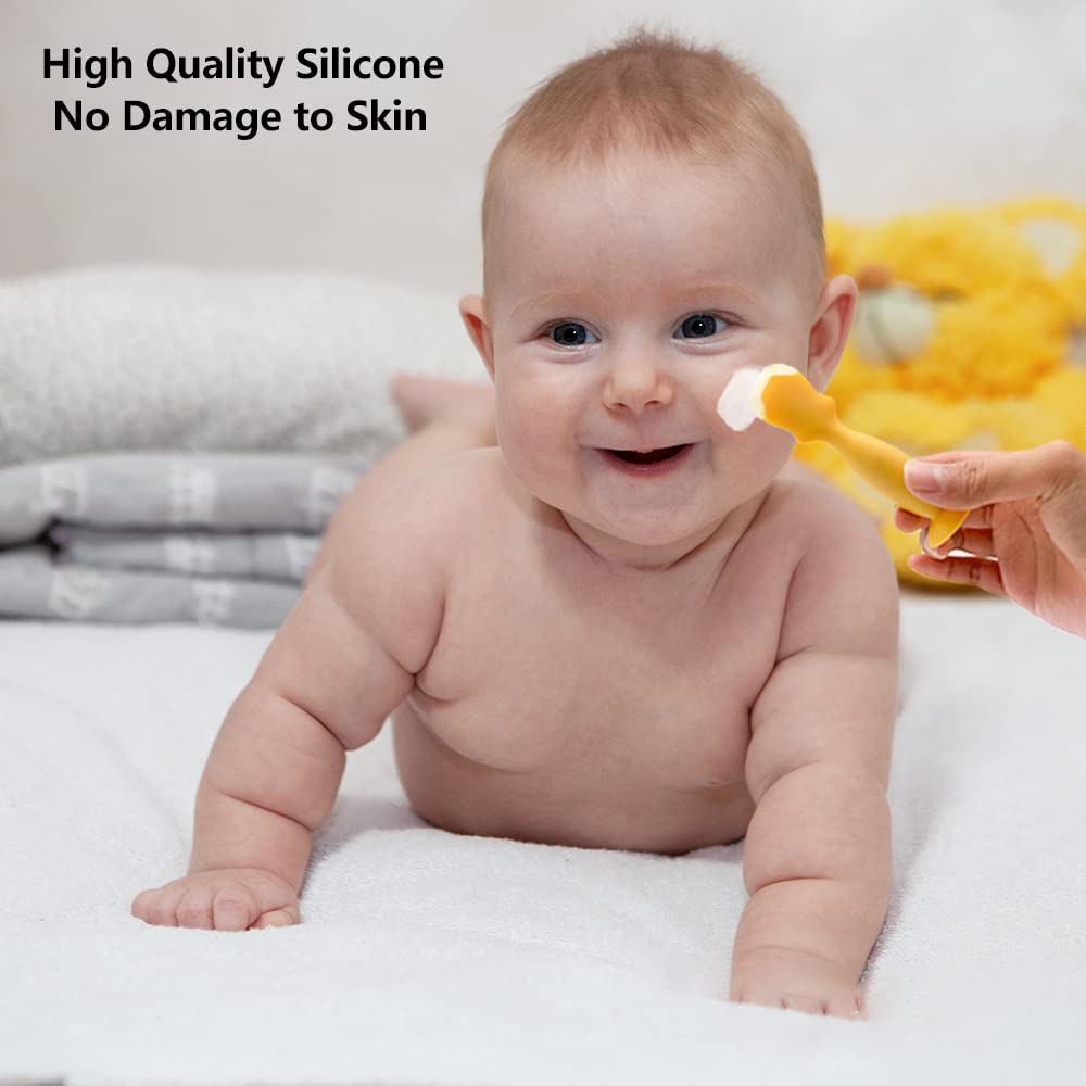 3 Pack Diaper Cream Spatula Silicone Baby Diaper Cream Brush with Suction Base(Blue Red Grey)