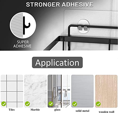 Soap Dish Soap Holder with Hooks for Shower, Rust Proof 304 Stainless Steel, Adhesive No Drilling