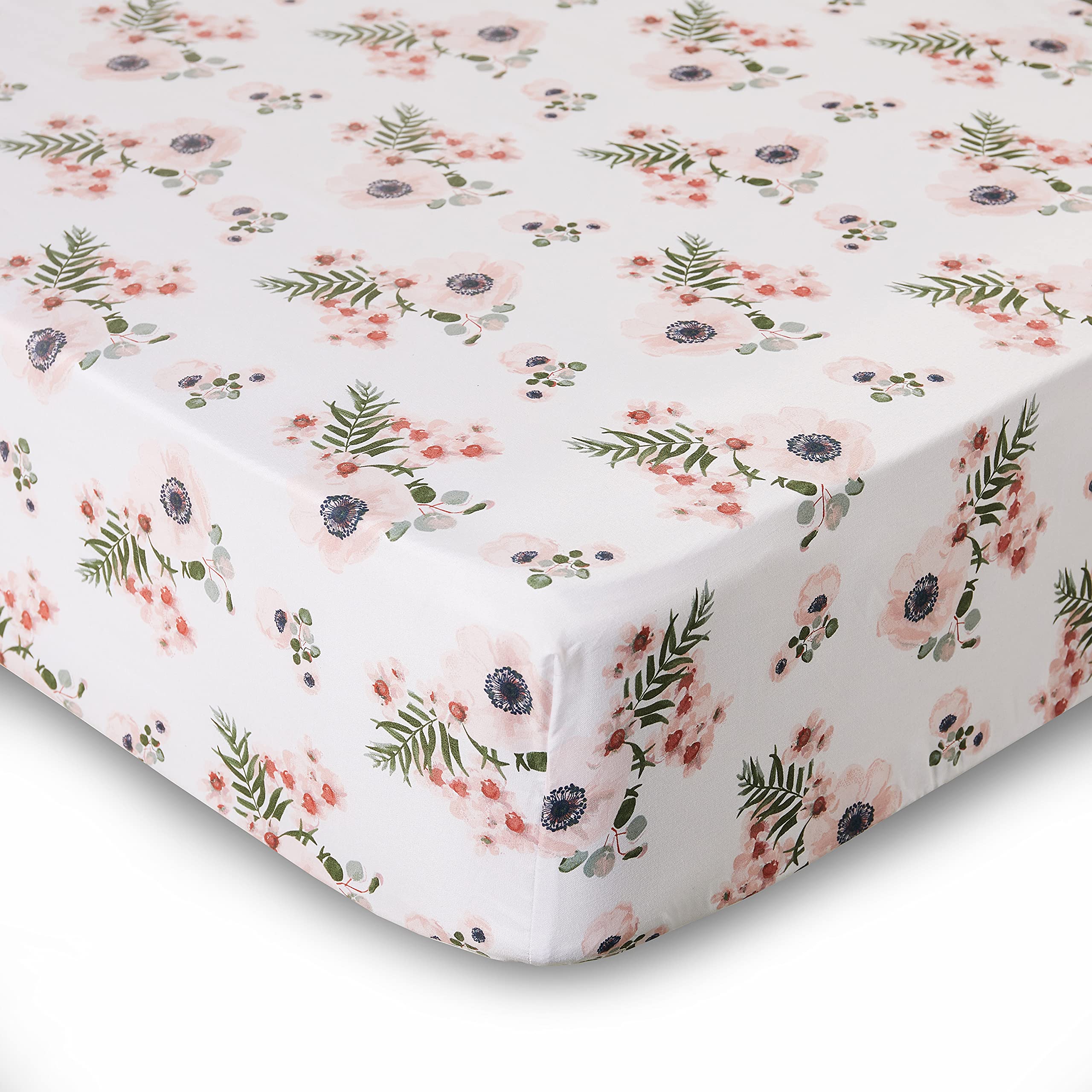 Levtex Baby - Fiori Toddler Bed Set - Black, Blush, Pink, White - Bold Floral - 5 Piece Set Includes Reversible Quilt, Fitted Sheet, Flat Sheet, Pillow Case, Decorative Pilow