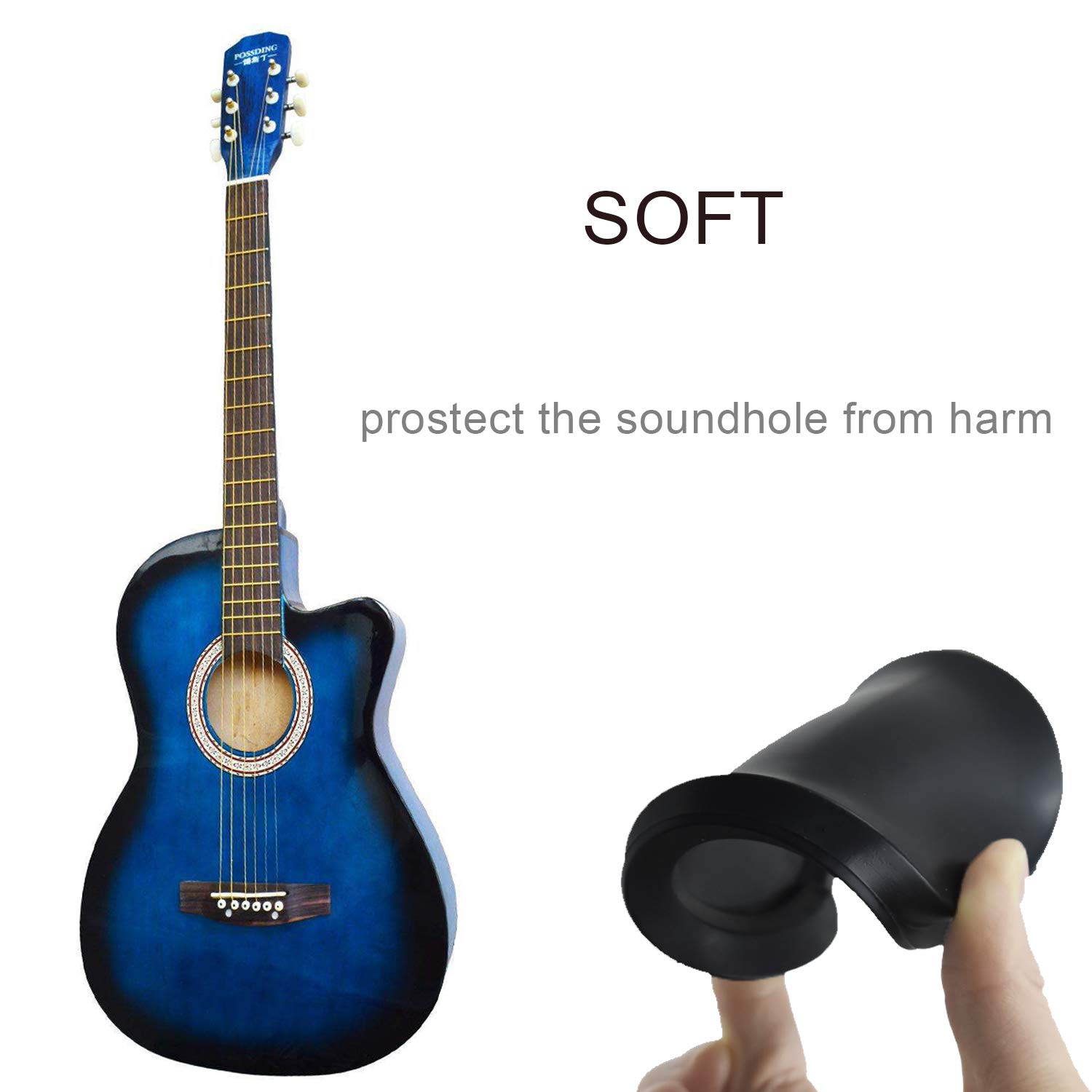 3.26 Inch Guitar Soundhole Cover Soft Rubber Feedback Buster for Acoustic Guitar,Black