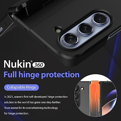 araree Nukin 360 Samsung Galaxy Z Fold 5 Case with Hinge Protection, Translucent Cover Lightweight Full Body Protective Hard PC Cover Designed for Samsung Galaxy Galaxy Z Fold 5 5G(2023) - Clear Matt