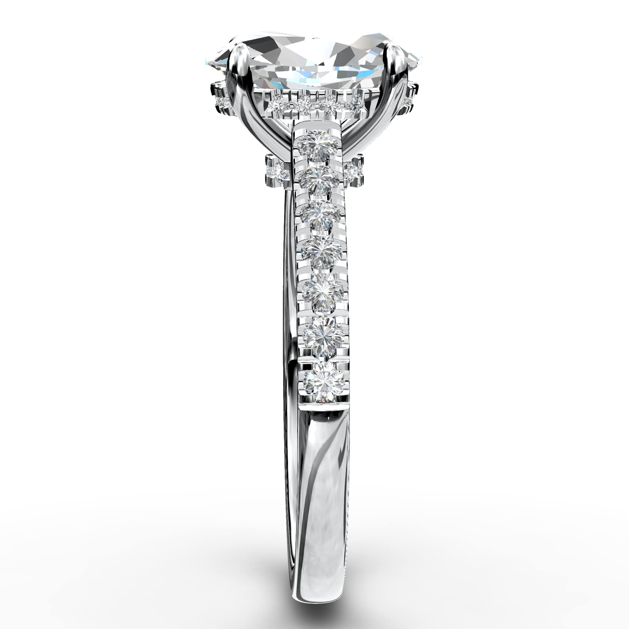 3.46 Carat Moissanite Rings, Sterling Silver with 18K White Gold Plated Solitaire Engagement Ring, Silver, Moissanite