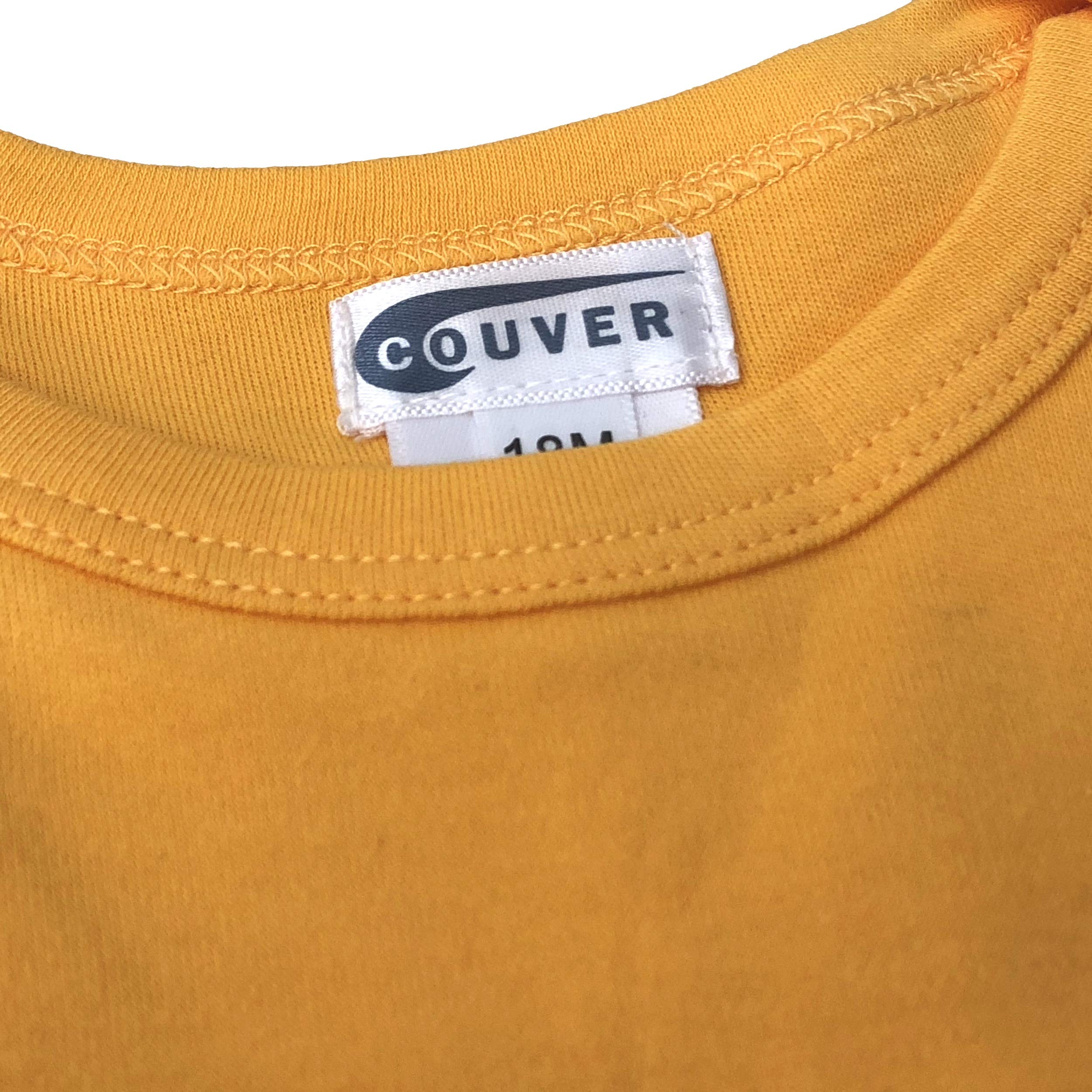 COUVER Unisex Baby Infant Toddler Long Sleeve Lap Shoulder Solid Color Bodysuit Onesie,Golden Yellow,12 Months
