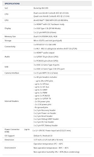 Tinker Board 2 6-Core 2.0 GHz Rockchip RK3399 Single Board Computer 2GB RAM GB LAN Wi-Fi & Bluetooth 5.0 GPIO Connectivity Support 4K Dual-Display