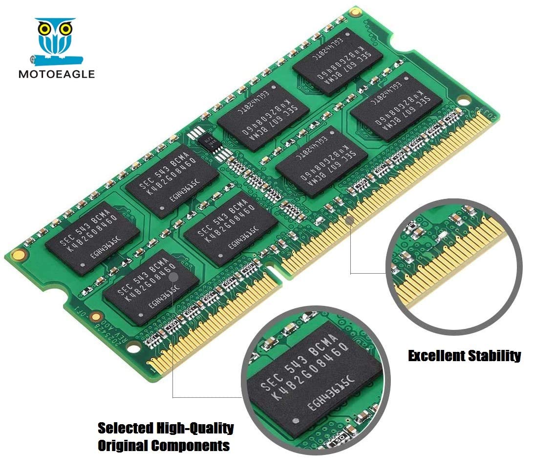 Motoeagle DDR3 1066MHz SODIMM 8GB Kit (2X4GB) 2Rx8 PC3-8500 PC3-8500S CL7 204 Pin 1.5V Non-ECC Unbuffered Laptop Memory RAM Modules