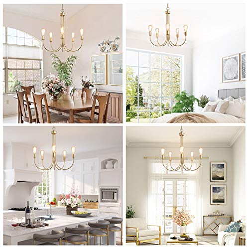 KSANA Large Gold Chandelier, 5-Light Modern Light Fixture for Dining & Living Room, Bedroom, Foyer and Entryway(25” Diameter X 26” Height)