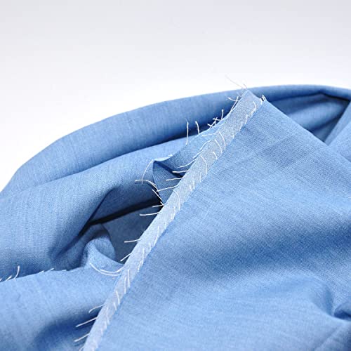 AIVYNA Indigo Blue 5.0 oz 100% Cotton Denim Chambray Fabric,56 Inches Wide, by The Yard Light Col(Light 1Y)