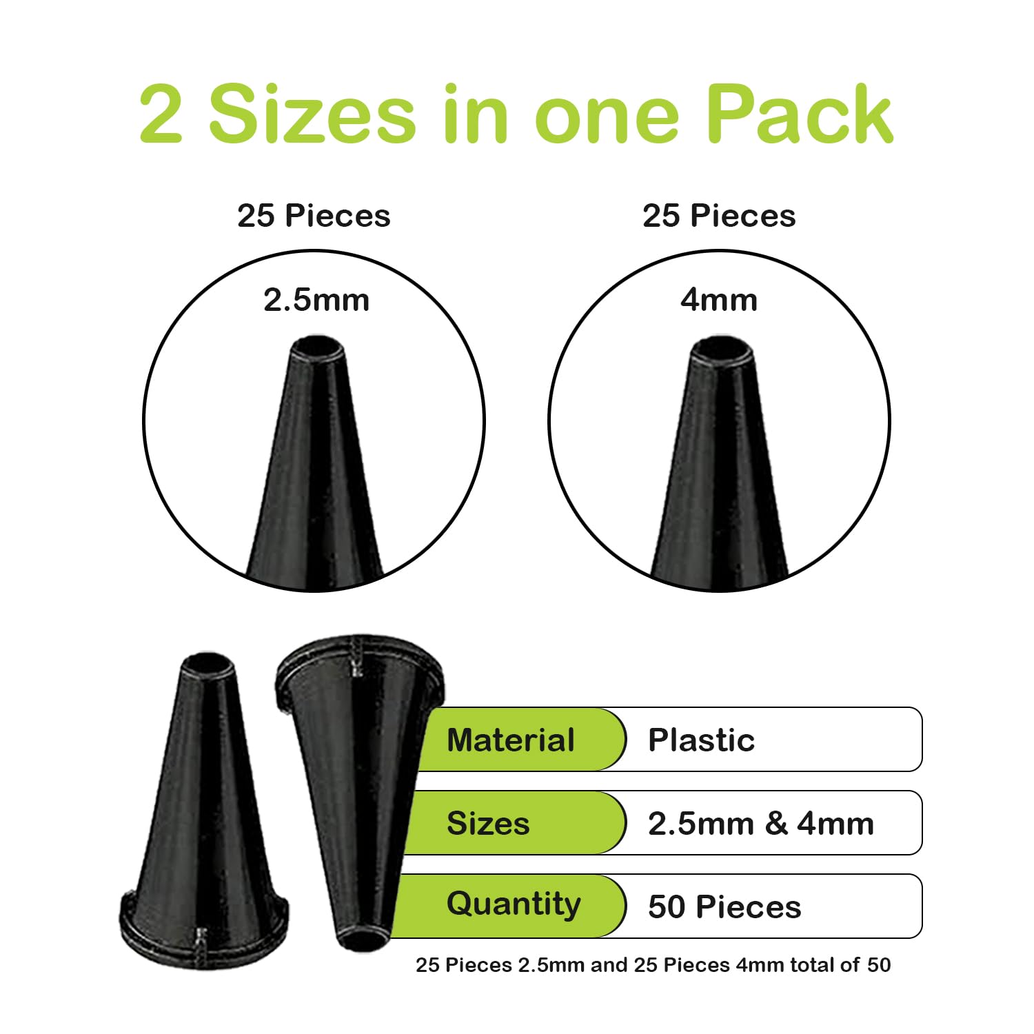 CynaMed Disposable Otoscope Covers (50-Pack) – Plastic Specula Tips, 2.5mm & 4mm Speculum for Otoscope
