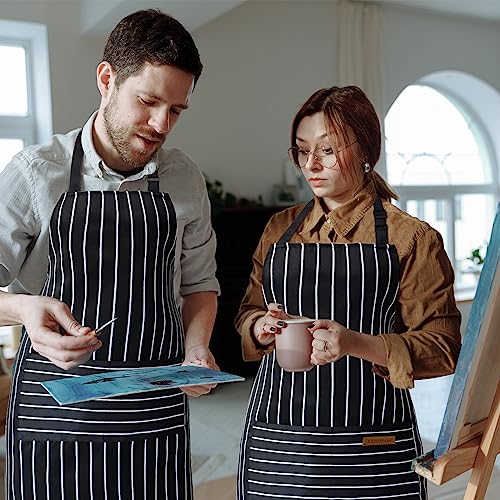ATROPOS 2 Pieces Aprons for Women with Pockets, Aprons for Men, Womens Kitchen Apron, Cooking Apron Adjustable Bib Chef Apron(Unisex)