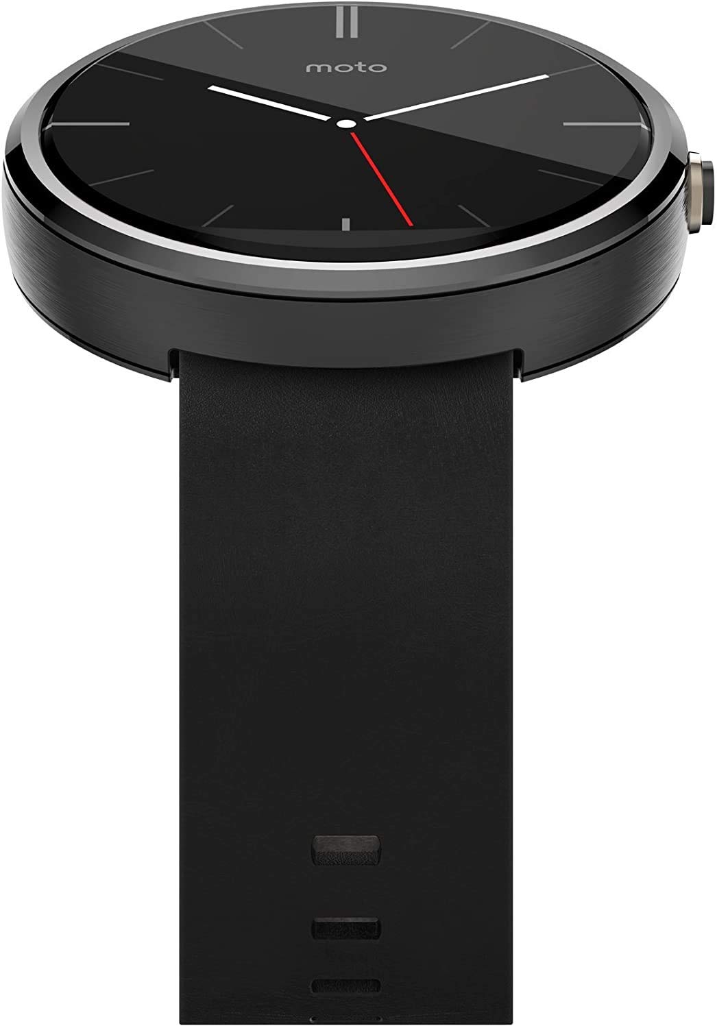 Motorola Moto 360 Timepiece Smart Watch - 1st Gen - Black Leather for Android Smart Phone - with Wall/Car Charger Dock (Renewed)