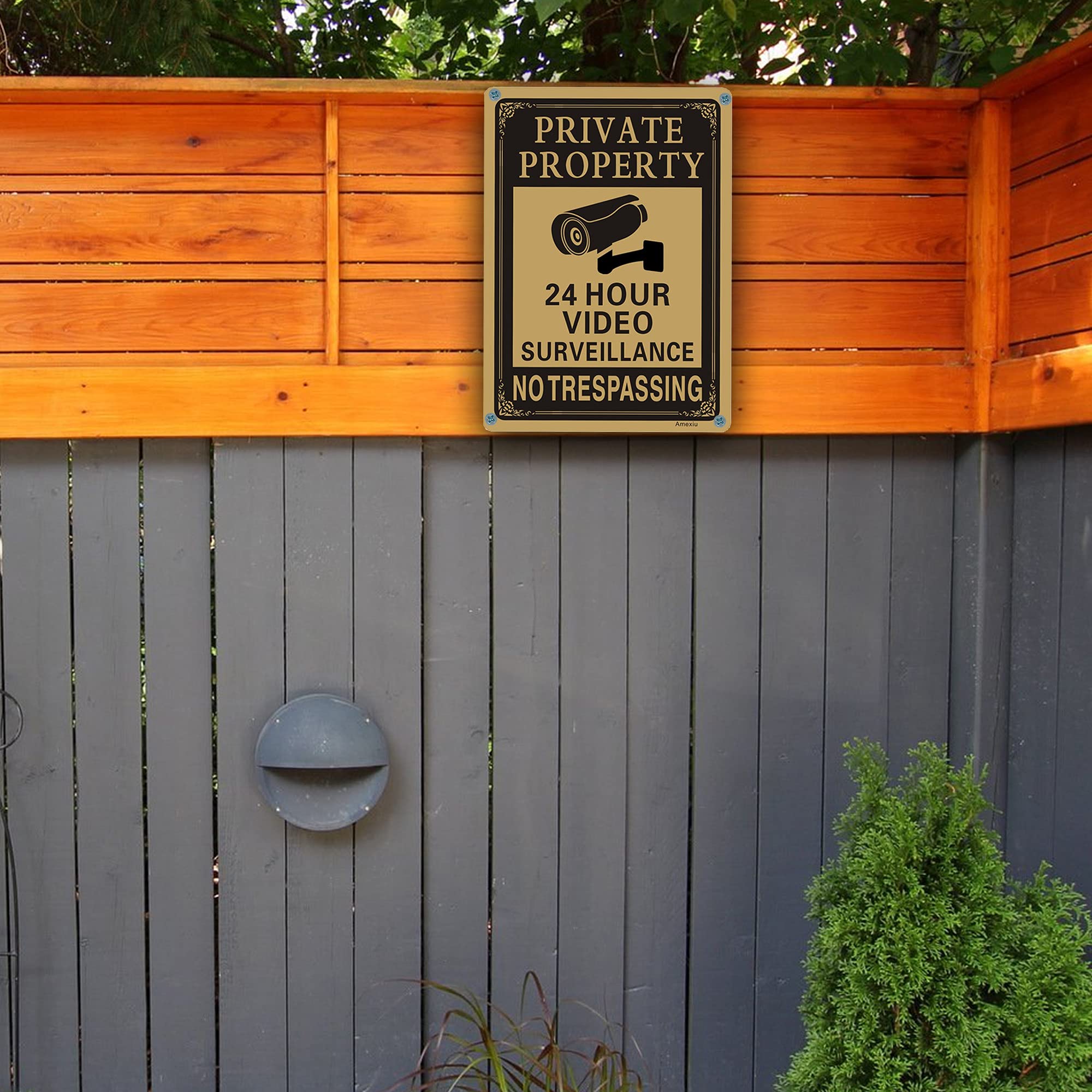 3 Pack Private Property No Trespassing Sign, 24 Hours Video Surveillance Warning Sign | 10" x 7" Rust Free Aluminum Easy Mounting Fade Resistance.