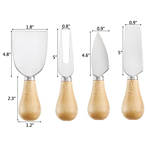 Fasmov 8 Pieces Cheese Knives Set with Acacia Wood Handle, Stainless Steel Mini Cheese Knife Set for Charcuterie and Cheese spread, 2 Cheese Knife, 2 Cheese Shaver, 2 Cheese Spreader, 2 Cheese Fork