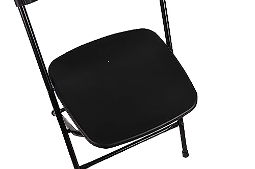 BTEXPERT Plastic Folding Steel Frame Commercial High Capacity Event Chair Lightweight Set for Office Wedding Party Picnic Kitchen Dining Church School Set of 2, Black