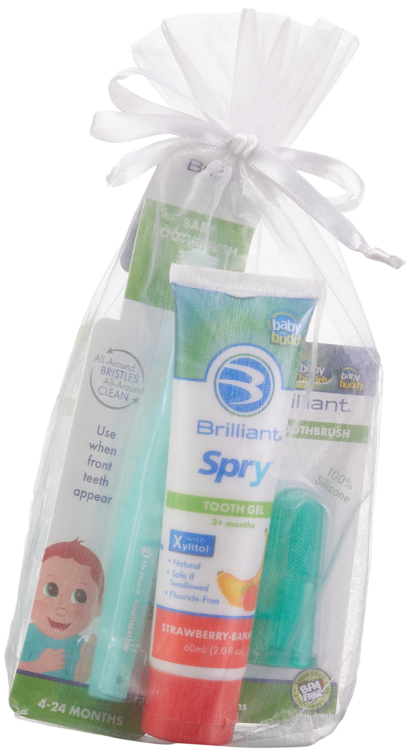 Brilliant Infant Oral Care Set by Baby Buddy, 5 PC, Includes Tooth Gel, Finger Toothbrush, Wipe-N-Brush, Baby's 1st Toothbrush, Baby Toothbrush, Silicone Bristle Toothbrush - Teethers, Green
