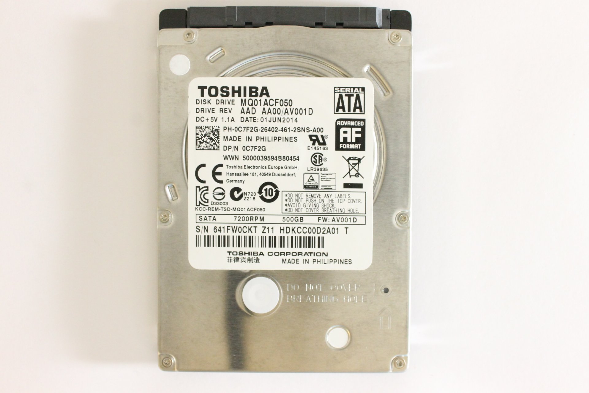 Dell C7F2G 500.0GB 7.2K SATA 2.5 6GBps Hard Drive