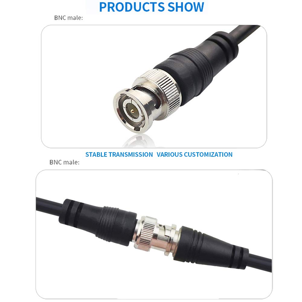 JOINSI 5-Pack 5ft BNC Male to BNC Male Jumper 75-Ohm Cable Extension Connector for CCTV DVR to TV System