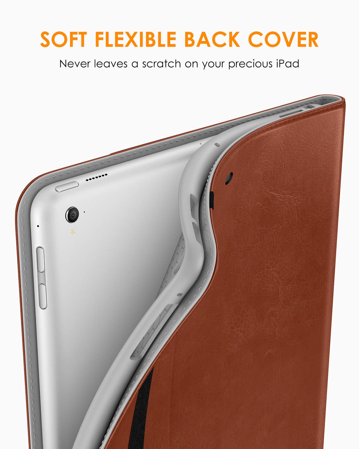 DTTO for iPad 9.7 Inch 5th/6th Generation 2018/2017 Case with Apple Pencil Holder, Premium Leather Folio Stand Cover Case for Apple iPad 9.7 inch, Also Fit iPad Pro 9.7/Air 2/Air - Brown