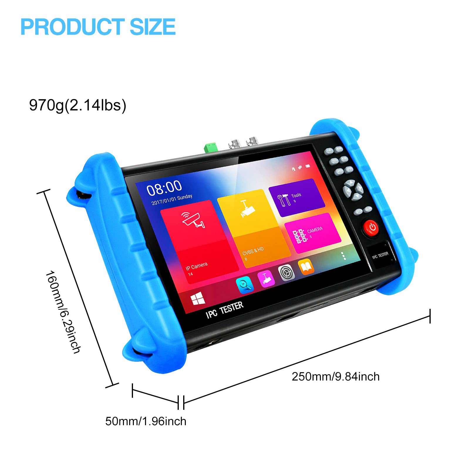 Rsrteng CCTV Camera Tester, IPCXS-ACHITU Security IP Camera Tester 8MP CVI TVI AHD SDI CVBS Camera Tester 7inch IPS Touch Screen Support TDR POE WIFI 4K HDMI IPC Tester