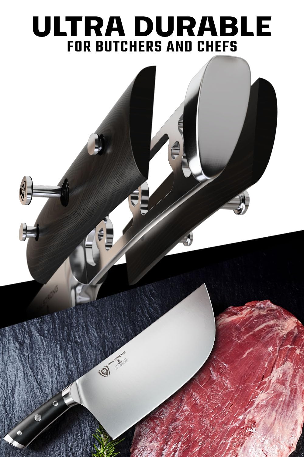 Dalstrong Meat Cleaver Knife-9"- Gladiator Series-'The Ravager'-Heavy Duty Butcher Kitchen Knife Gift-Forged High Carbon German Steel-BBQ, Meat Knife-w/Sheath-NSF Certified