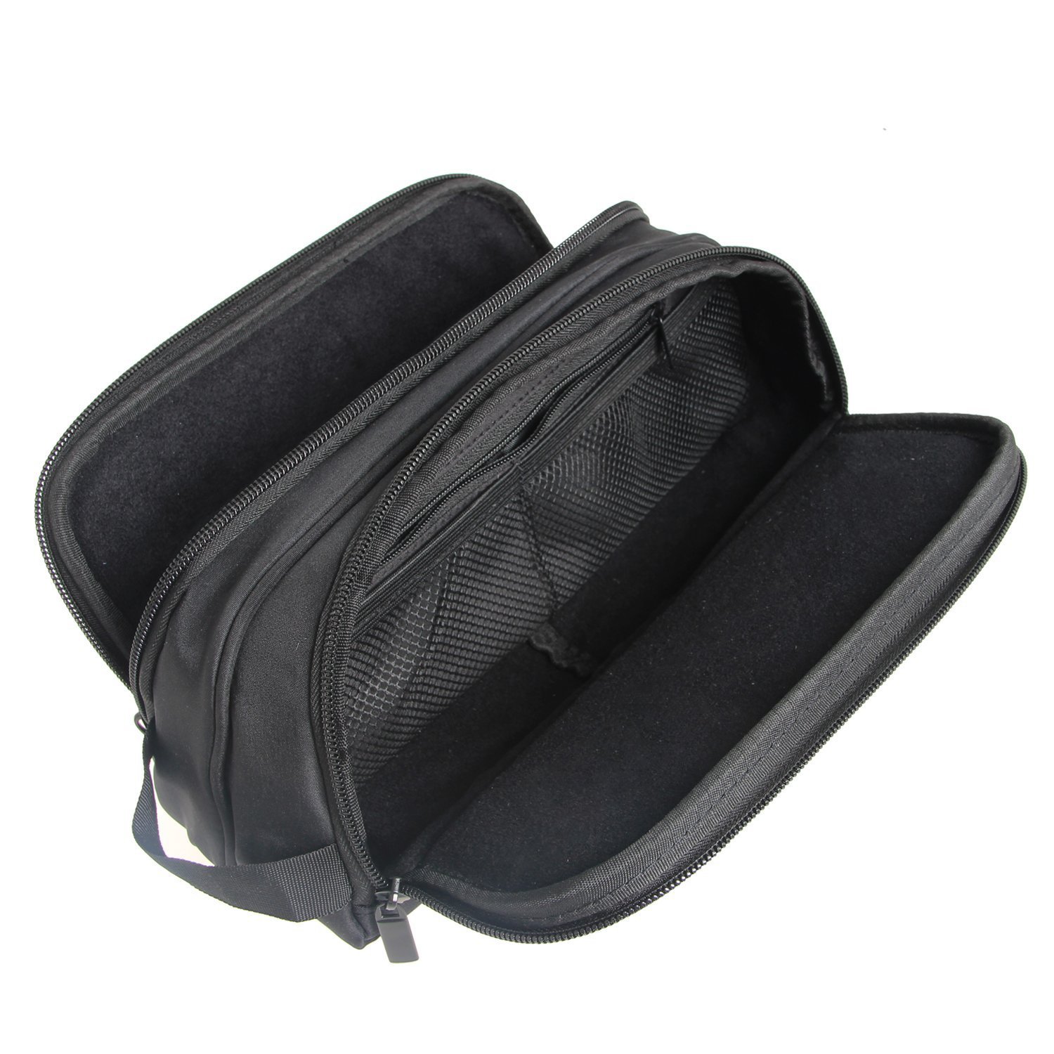 Damero Travel Organizer, Men Grooming Storage Bag with Two Compartments for Electronic Shaver, Hair Clipper, Beard Trimmer and Attachment, Roomy, Lightweight and Portable, Black