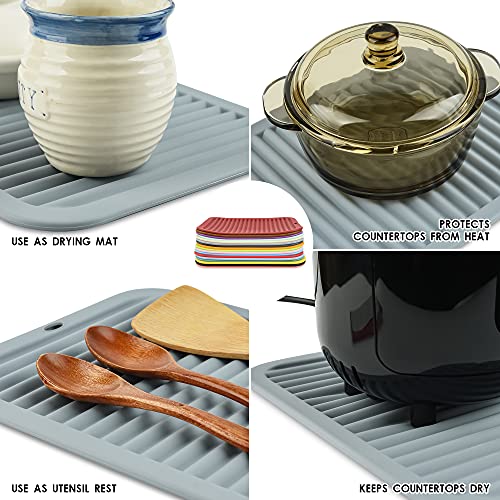 Smithcraft Silicone Trivets for Hot Dishes, Pots and Pans, Hot Pad 9"X12for Kitchen, Multi-Purpose Silicone Trivet Mat, Heat Resistant Mat for Quartz Counter & Table, Silicone Pot Holders Set 2 Purple