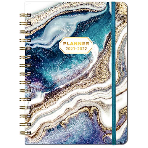 2021-2022 Planner - Academic Planner 2021-2022 from July 2021 - June 2022, 6.4"x 8.5", Flexible Cover Planner with Elastic Closure, Coated Tabs, Inner Pocket