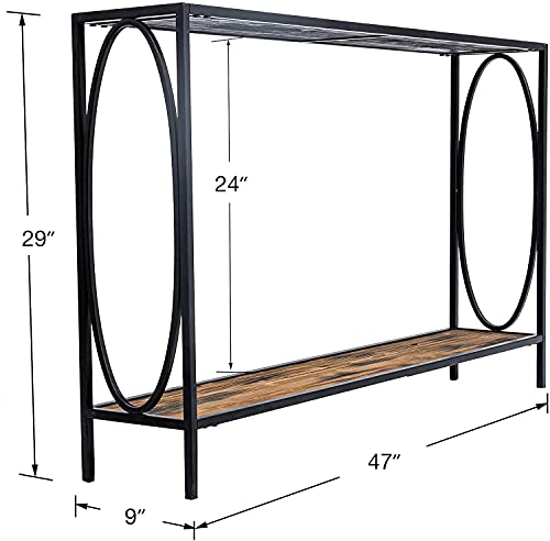 2 Tier Narrow Console Sofa Entryway Table with Storage Shelf for Living Room Hallway Foyer Corridor Office, 47" L x 9" W x 29" H