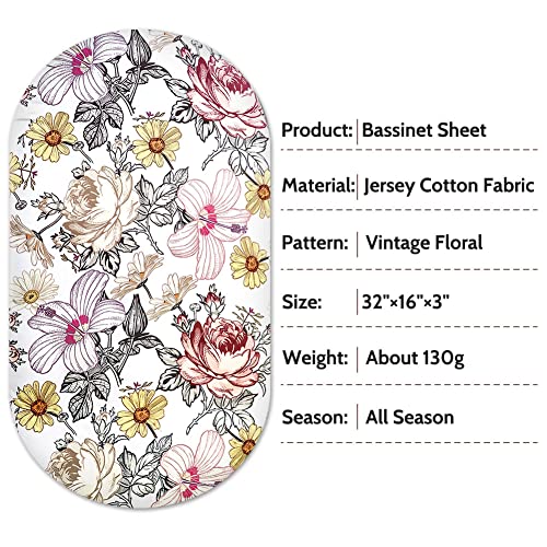 Bassinet Sheet, Jersey Cotton for Baby Boy/Girl, Fitted Sheets Flexible for Most Bassinet Mattress
