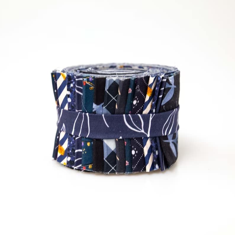 20 Pieces Fabric Cute, Beautiful It's All Navy Jelly Roll 2.5 inch pre-Cut, Cute 100% Cotton Fabric Quilting Strips 2.5"