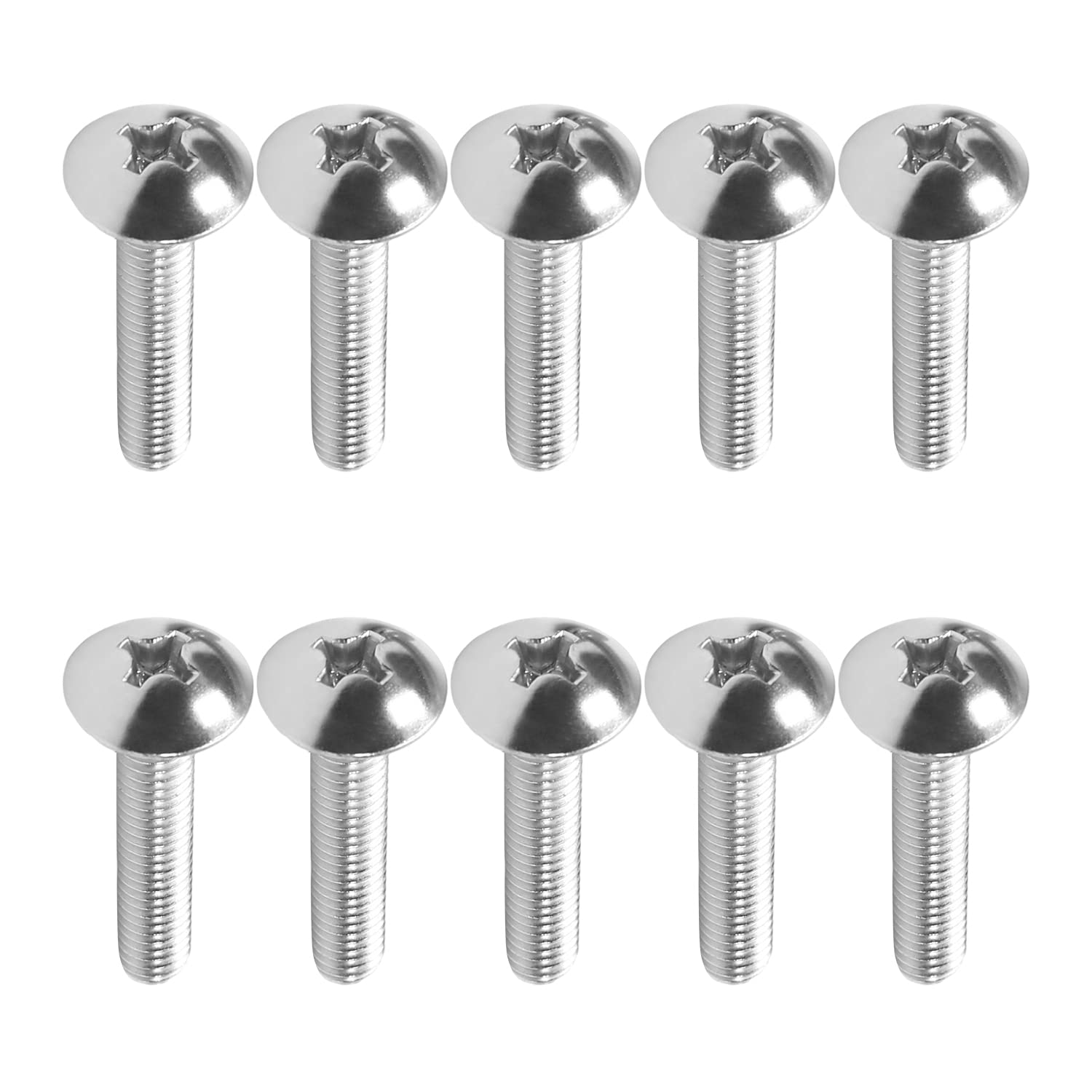 MroMax 10Pcs M6 x 30mm Truss Head Phillips Machine Screw, 304 Stainless Steel (A2-70), Fully Thread, Metric Silver Gray Truss Cross Head Screws Bolts for Home Small Appliance Electronic Instrument