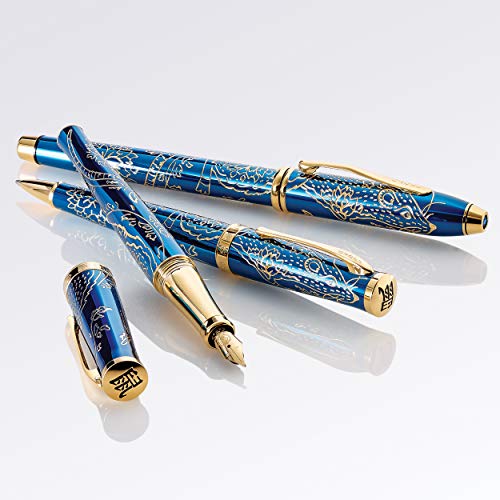 Cross Townsend 2020 Year of the Rat Special Edition Translucent Blue Lacquer w/ 23KT Gold Plated Inlays and Appointments Rollerball Pen