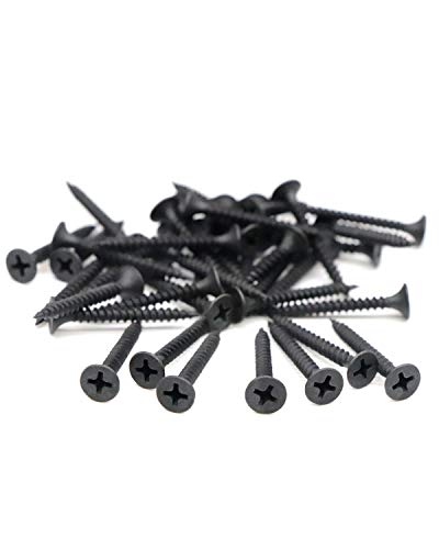 IMSCREWS Drywall Screws, #7 x 1-3/8 Inch Phillips Flat Wood Screws 200pcs, Fine Thread Black Phosphate, Self-Tapping Carbon Steel Interior Screws for Timber MDF Sheetrock