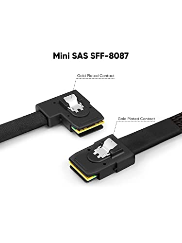 CableCreation 2 Pack Short Internal Mini SAS SFF-8087 to Right Angle SFF-8087 Cord, Internal Mini SAS to Mini SAS Cable, Compatible with RAID or PCI Express Controller, 2.5FT /0.75M…