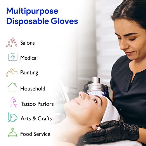 Disposable Black Nitrile Gloves Medium, 200 Count -Heavy Duty 4 Mil Thick -Powder Free, Rubber Latex Free, Medical Exam Grade