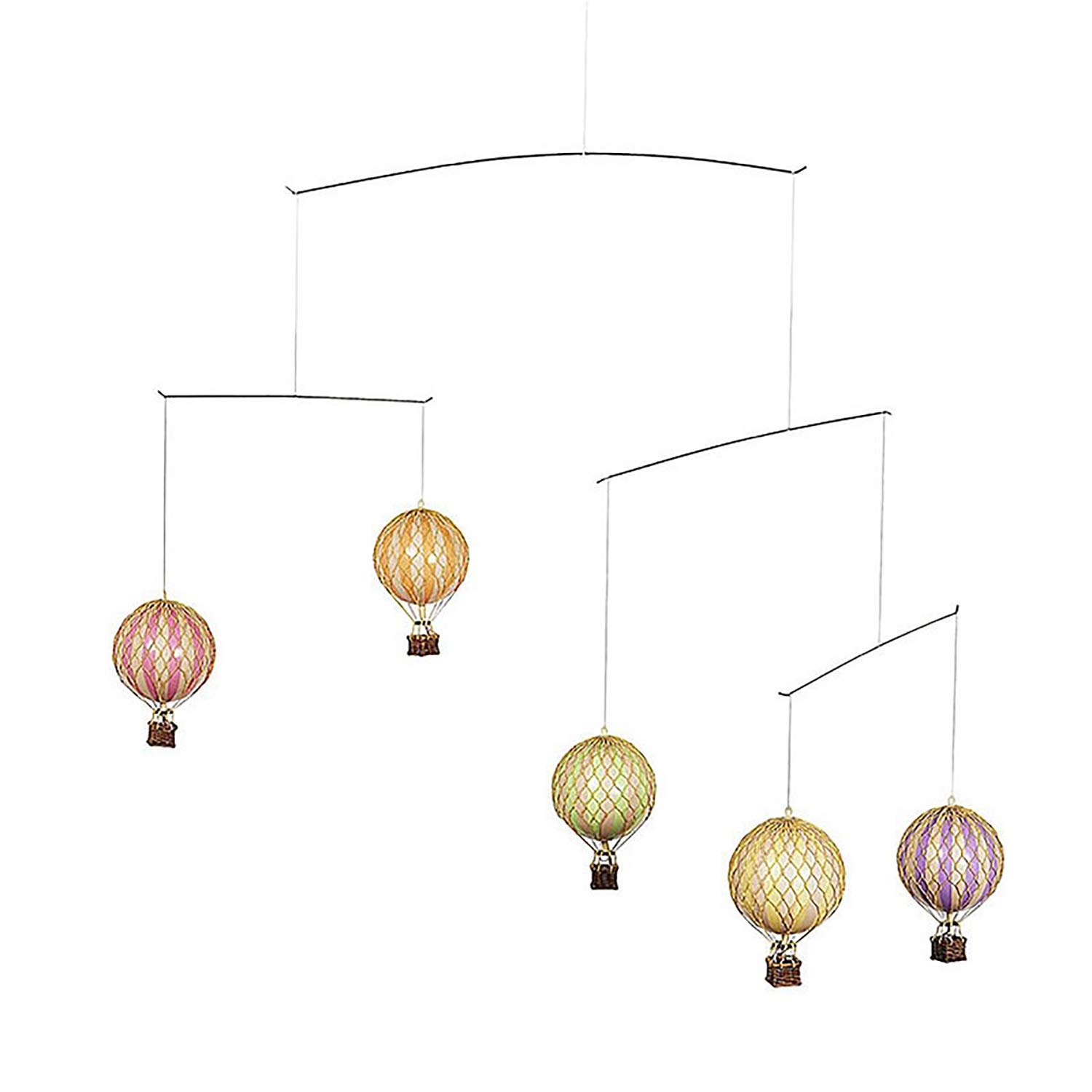 Authentic Models Hot Air Balloon Mobile | Gender Neutral Decor | Mobile for Ceiling | Nursery Mobile | Easy to Hang and Assemble (Pastel Colors)