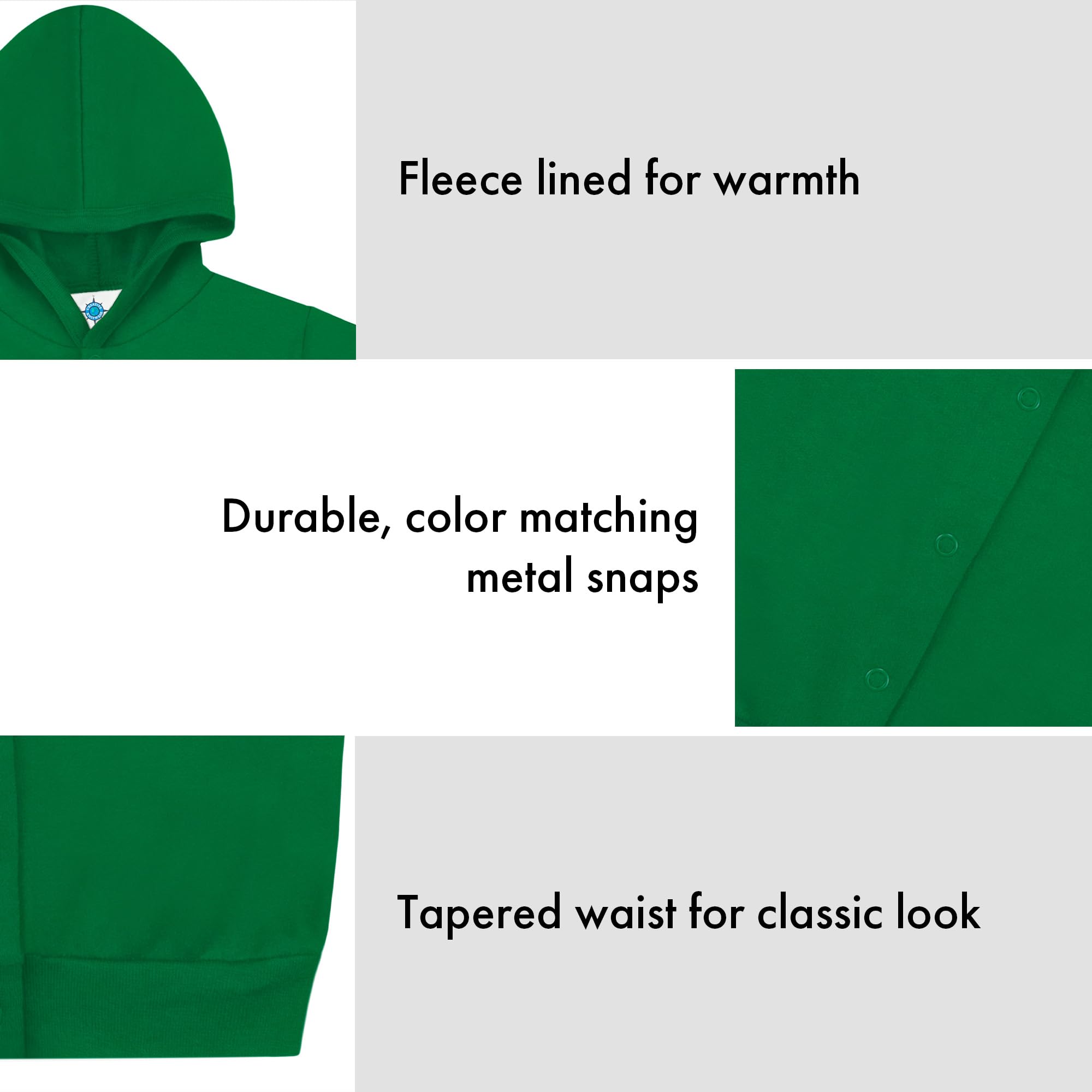 Creative Knitwear College Baby NCAA Officially Licensed Snap Hooded Jacket - Notre Dame Fighting Irish Logo - Kelly - 6-9 Months