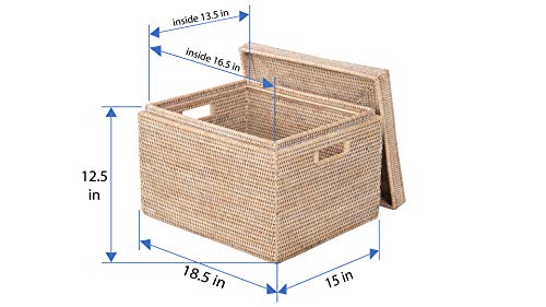 Kouboo La Jolla Rattan Box Basket, White-wash