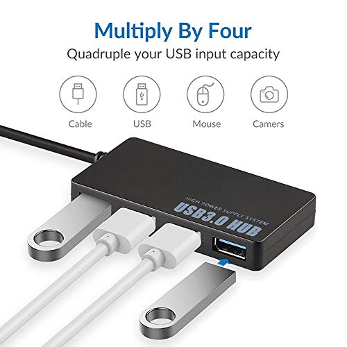 Lysee HDMI Cables - ABGN -USB 3.0 Hub 4 Port High Speed Slim Compact Expansion Splitter - (Color: Black, Length: Other)