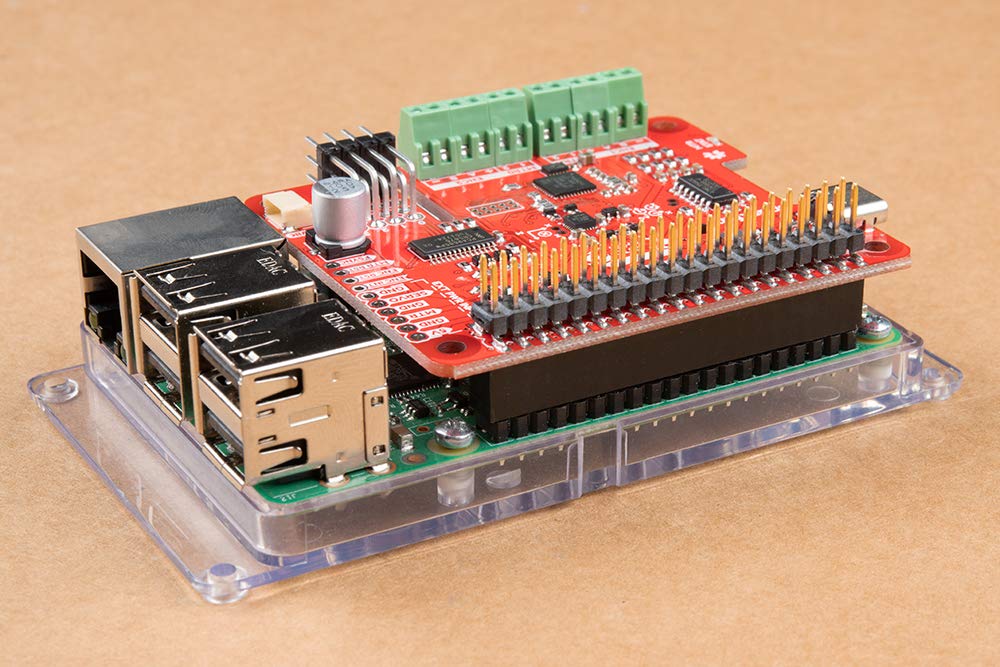 SparkFun Auto pHAT Compatible with Raspberry Pi Google Coral NVIDIA Jetson and More All in One Robotics Package Quickly add functionality to Single-Board Computers Drive 2 Small DC Motors & 4 servos