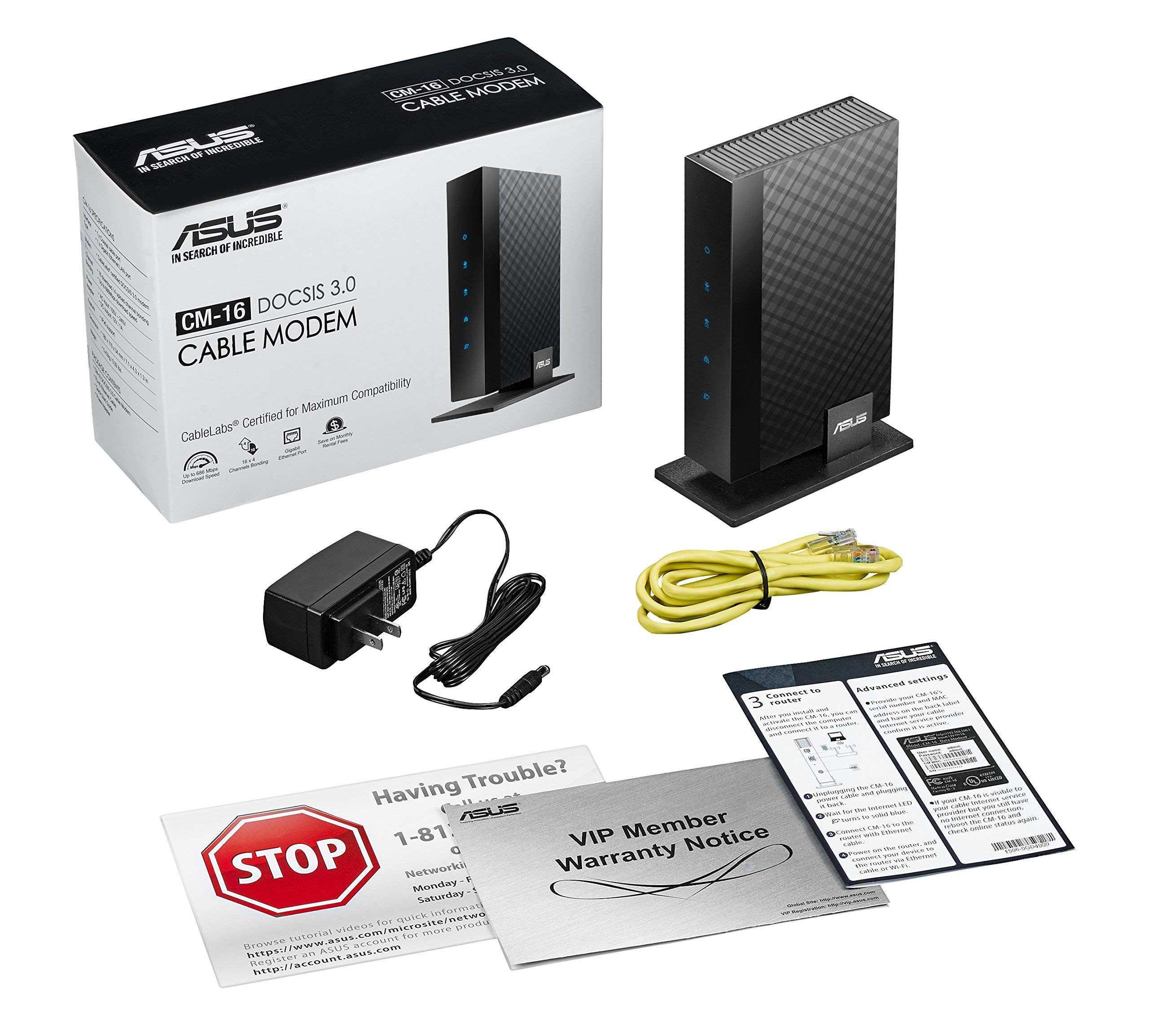 ASUS CM-16 DOCSIS 3.0 CableLabs-certified 16x4 Cable Modem (Renewed)