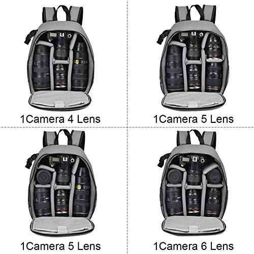 CADeN Camera Backpack Bag Professional for DSLR/SLR Mirrorless Camera Waterproof, Camera Case Compatible for Sony Canon Nikon Camera and Lens Tripod Accessories Gray