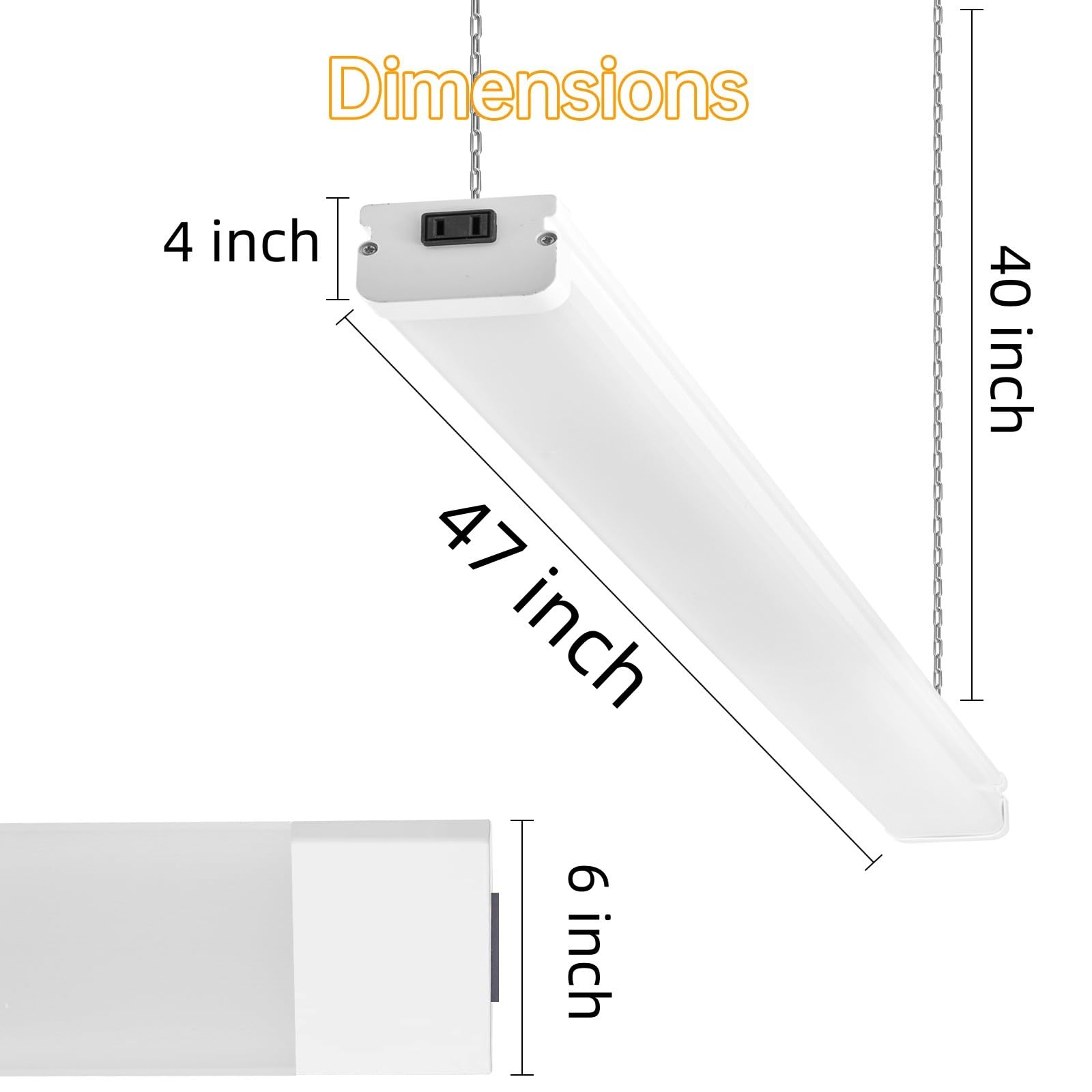 4FT Linkable 60W LED Shop Lights Warm White 3000K 4000K 6000K 6000LM for Garages Shop, Linear Work Light Fixture Hanging or FlushMount with Plug, ETL 2 Pack